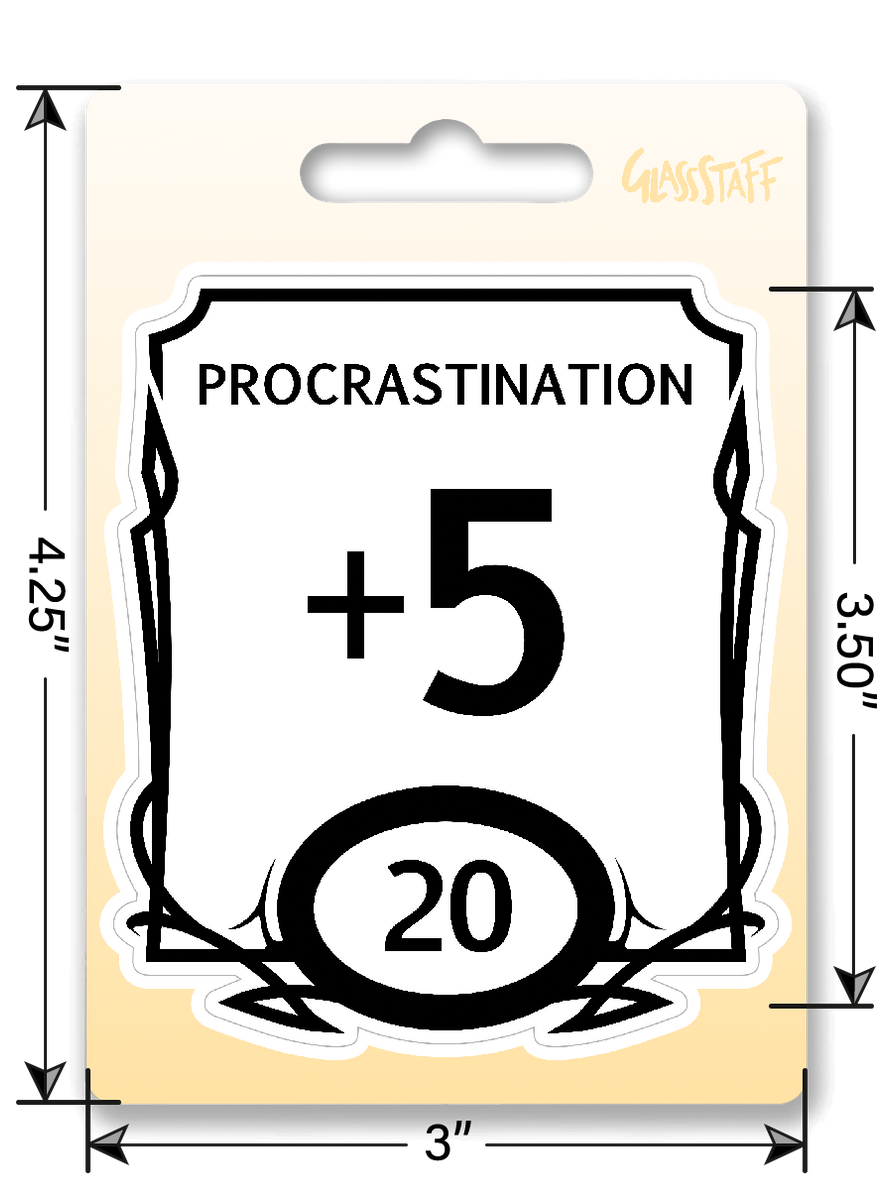 Sticker: Procrastination Stat Block Waterproof Die Cut – Little Shop of Magic