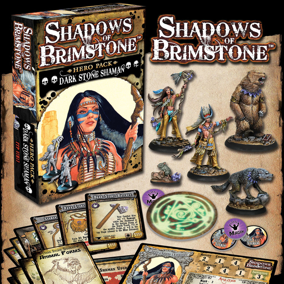 Shadows of Brimstone: Dark Stone Shaman Hero Pack – Little Shop of Magic