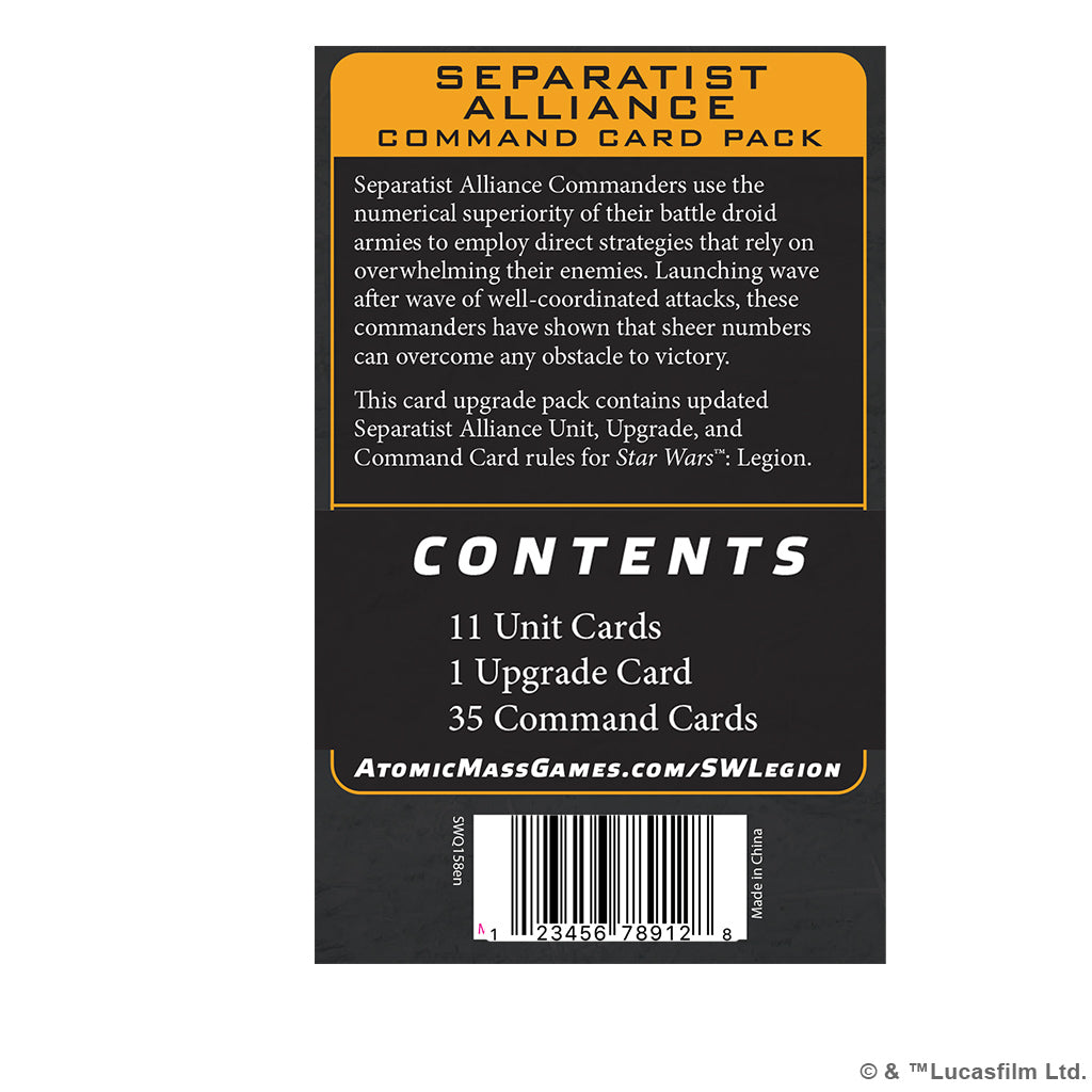 Star Wars Legion: Separatist Alliance Command Card Pack – Little Shop ...